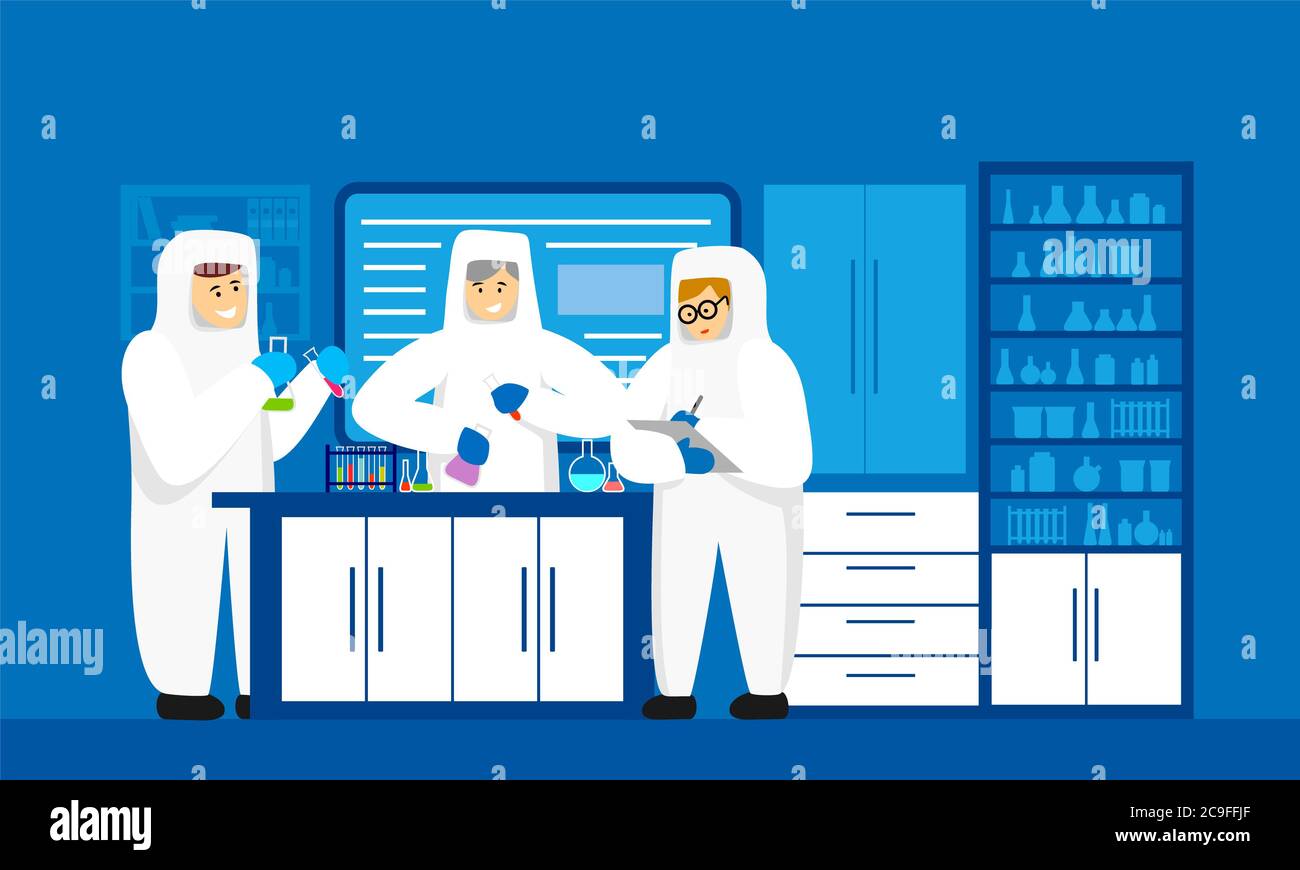 Dangerous chemical lab experiment lab illustration. Lab three ...