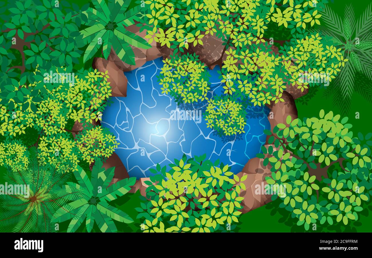 Beautiful landscape cascade in Stock Vector Images - Alamy