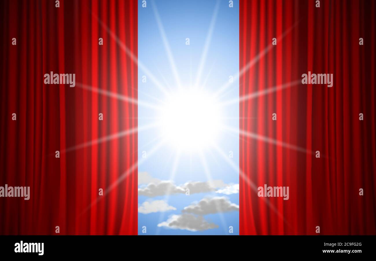 Blue curtain on window Stock Vector Images - Alamy