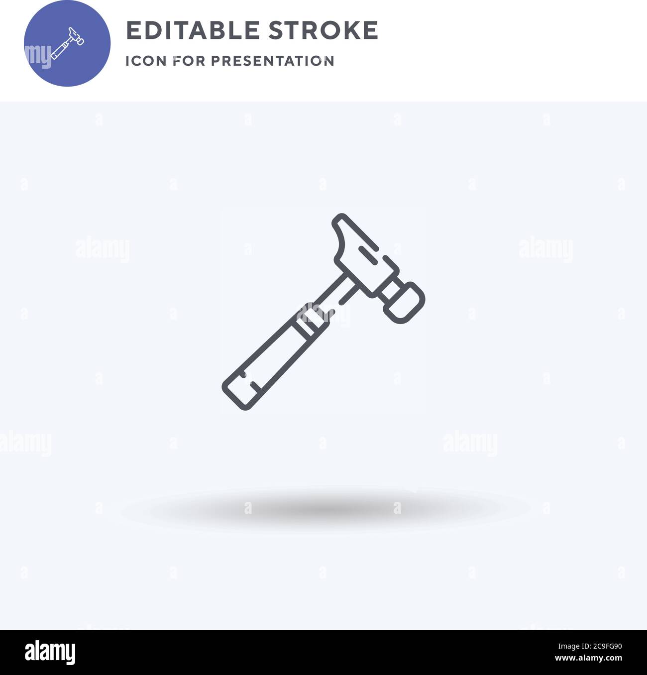 Hammer icon vector, filled flat sign, solid pictogram isolated on white ...