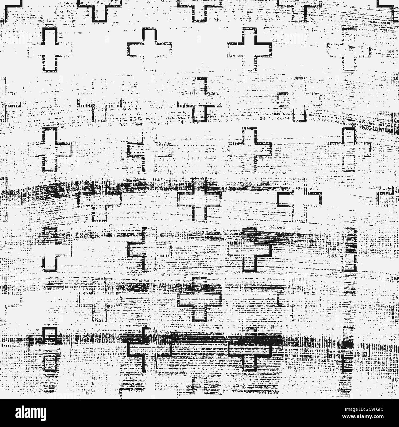 Textured abstract pattern with elements of cross. Square black and ...