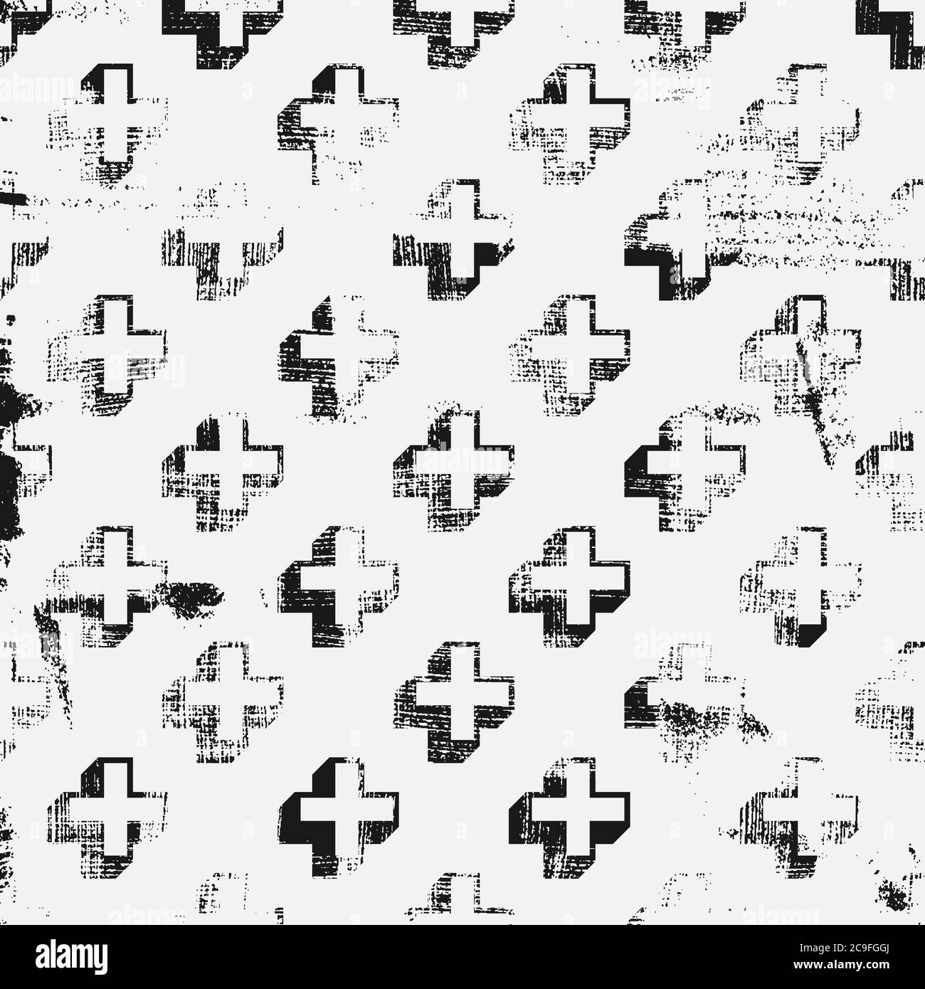 Textured abstract pattern with elements of cross. Square black and ...