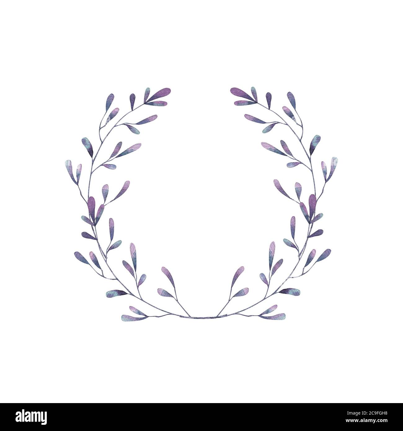 Floral greenery card design: branch green leaves circle frame. Wedding ...