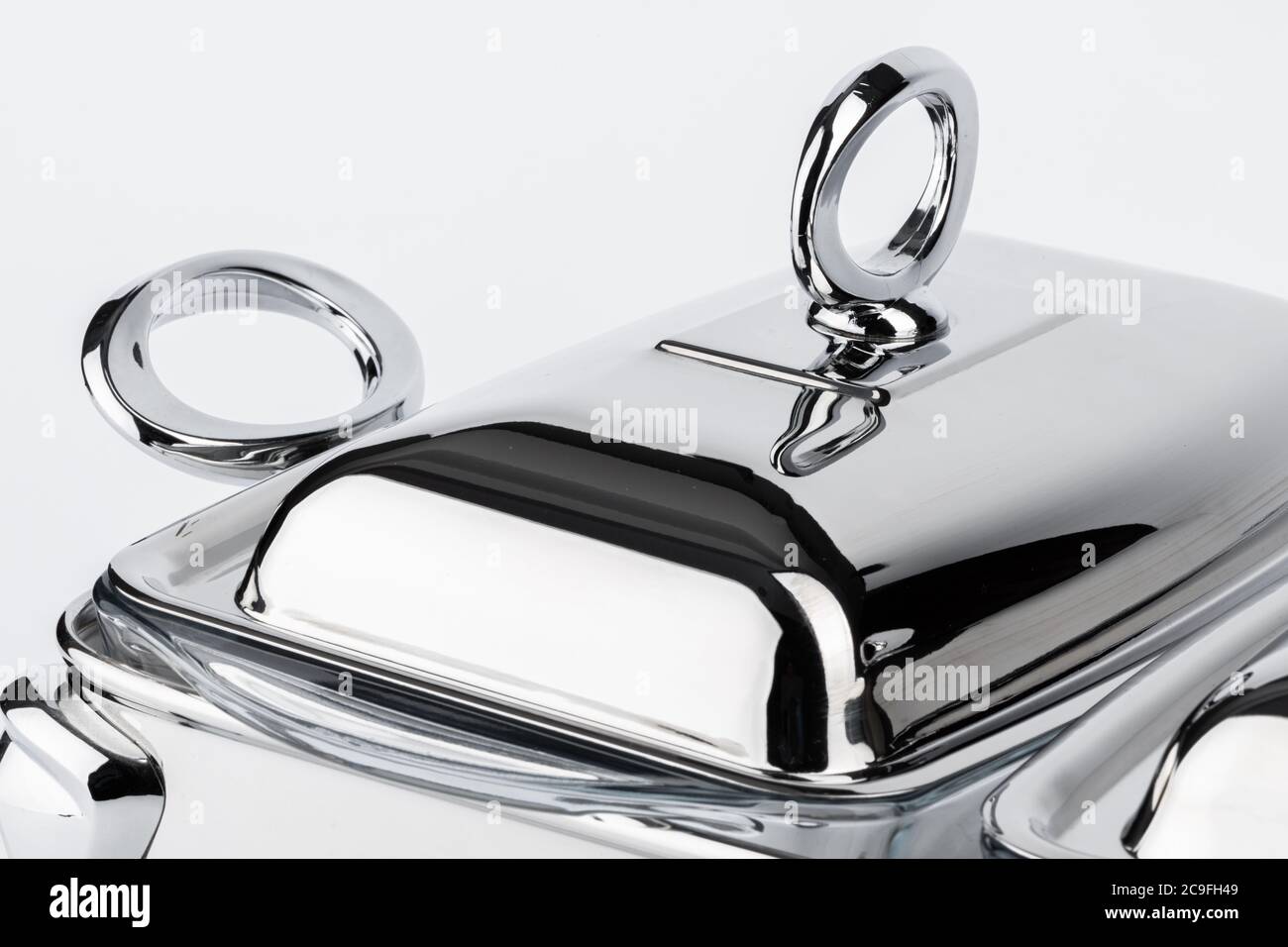 Metal kitchenware for food catering service buffet Stock Photo - Alamy