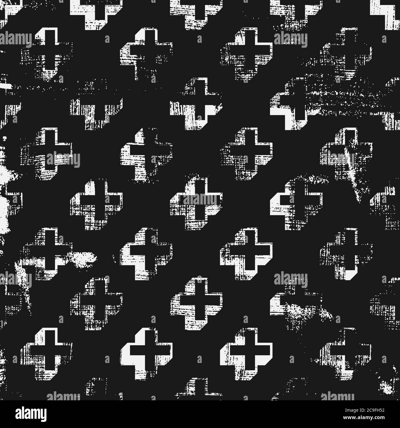 Textured abstract pattern with elements of cross. Square black and ...