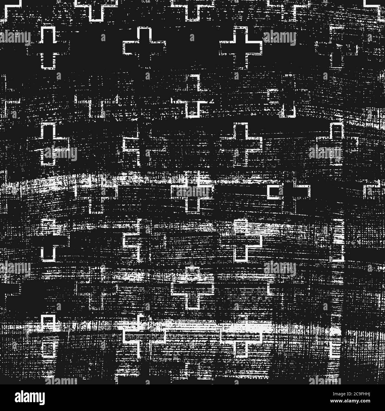 Textured abstract pattern with elements of cross. Square black and ...