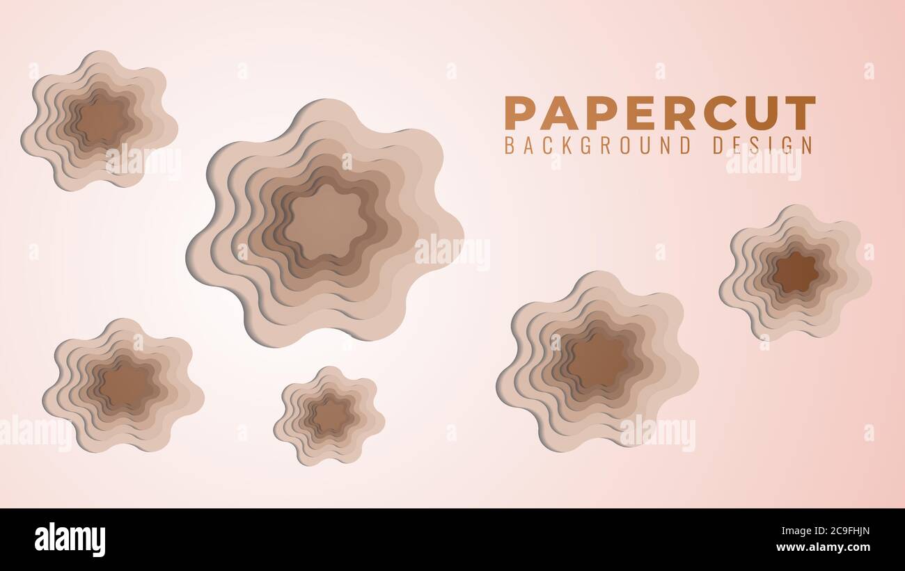 Wavy Hole Papercut Layers Vector Illustration. Abstract Background Design Template. Skintone ...