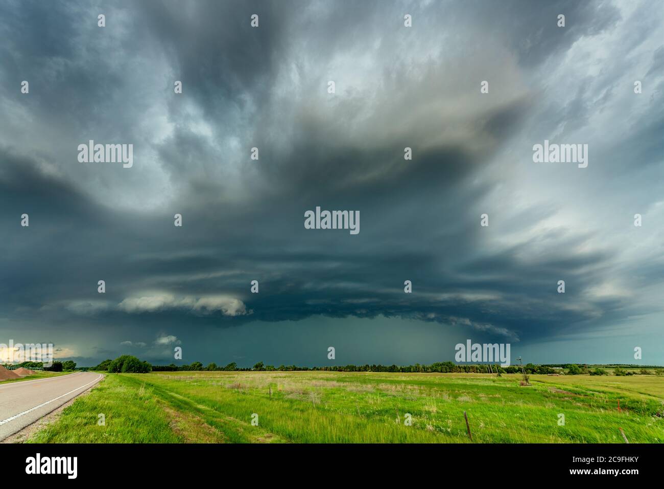Panorama of a massive mesocyclone weather supercell, which is a pre ...