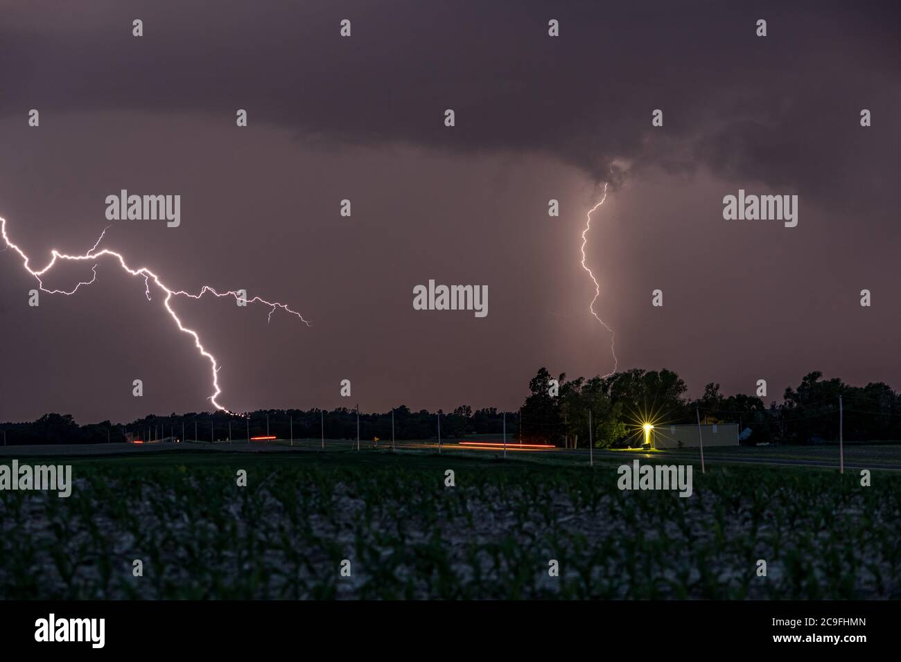 A lightning storm over the Great Plains provides a dramatic light show ...