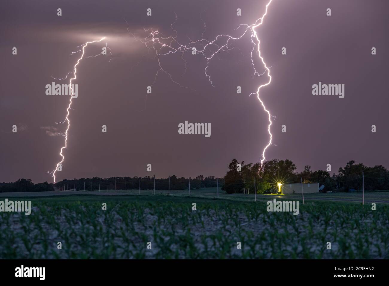 A lightning storm over the Great Plains provides a dramatic light show ...