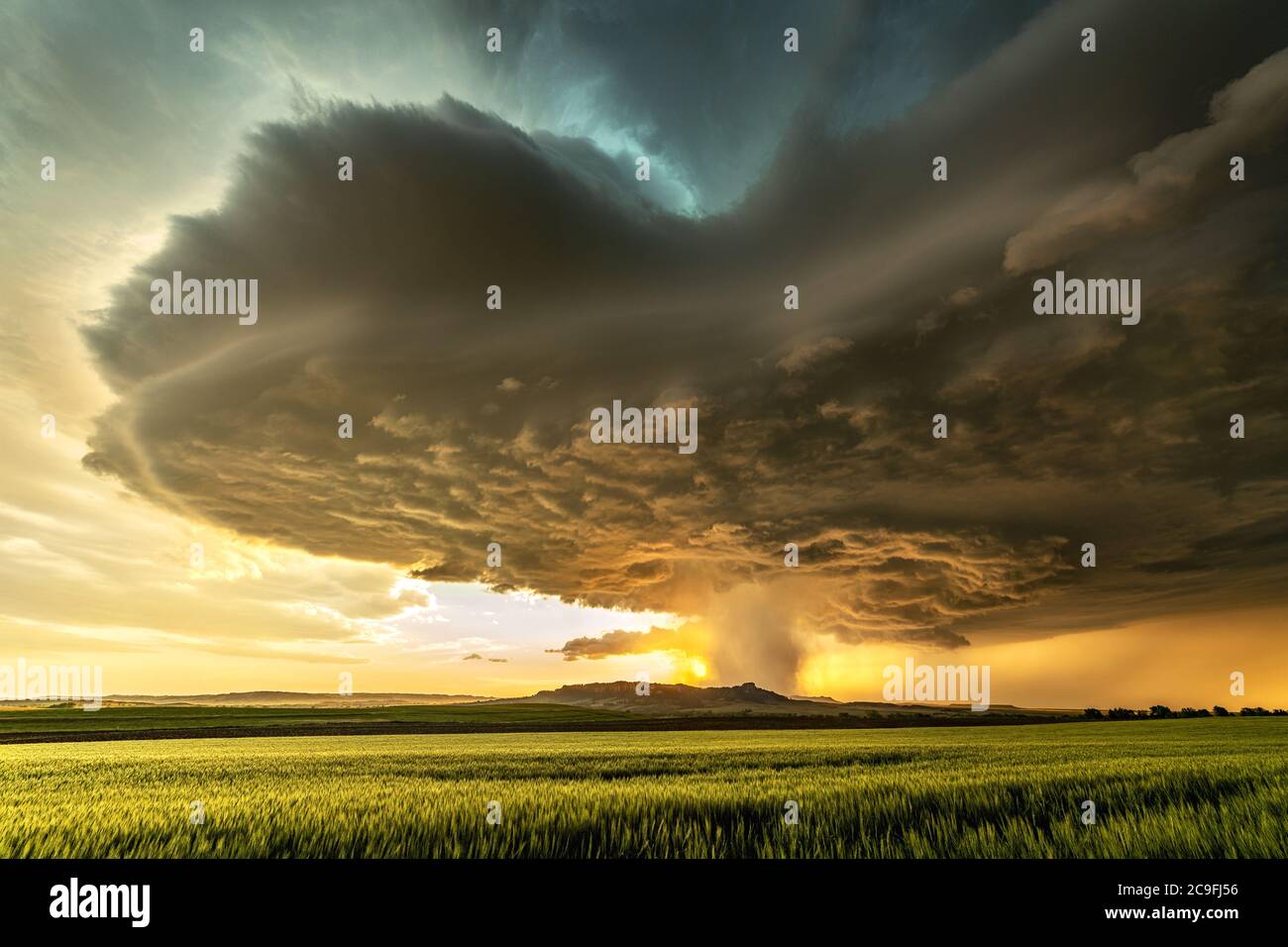 Panorama of a massive mesocyclone weather supercell, which is a pre ...