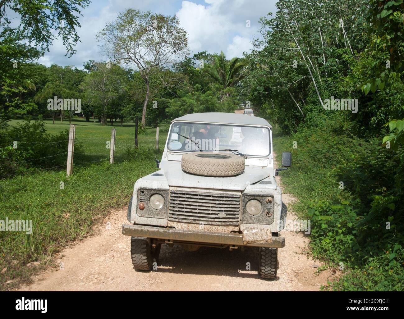 The tourist tour with off road cars through Belize countryside Stock ...