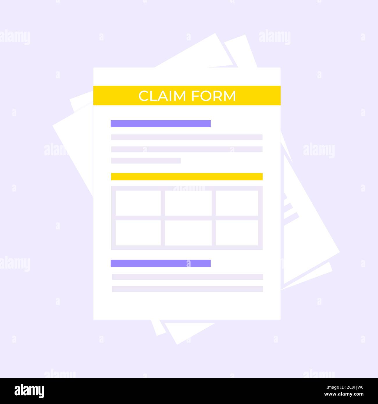 Claim form paper sheets isolated on gray background flat style design ...