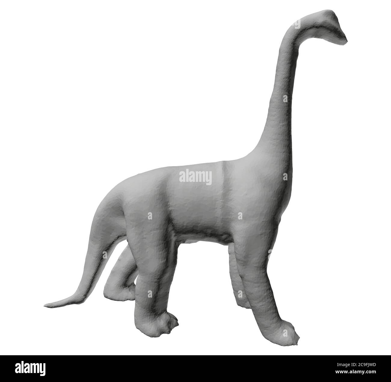 Polygonal dinosaur. Brachiosaurus with a long neck. 3D. Side view ...