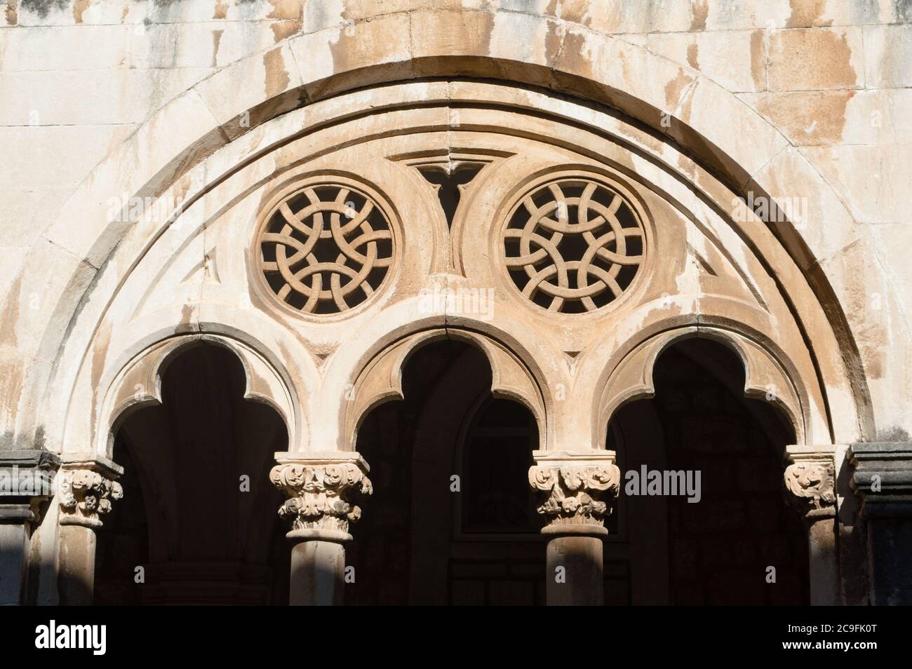 Medieval arcade and arches, detail from the cloister of Dominican ...
