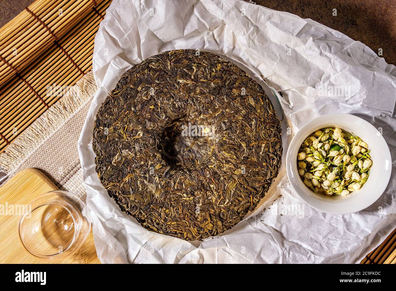 Chinese puer tea pressed. tea shop or tea ceremony concept. Health ...