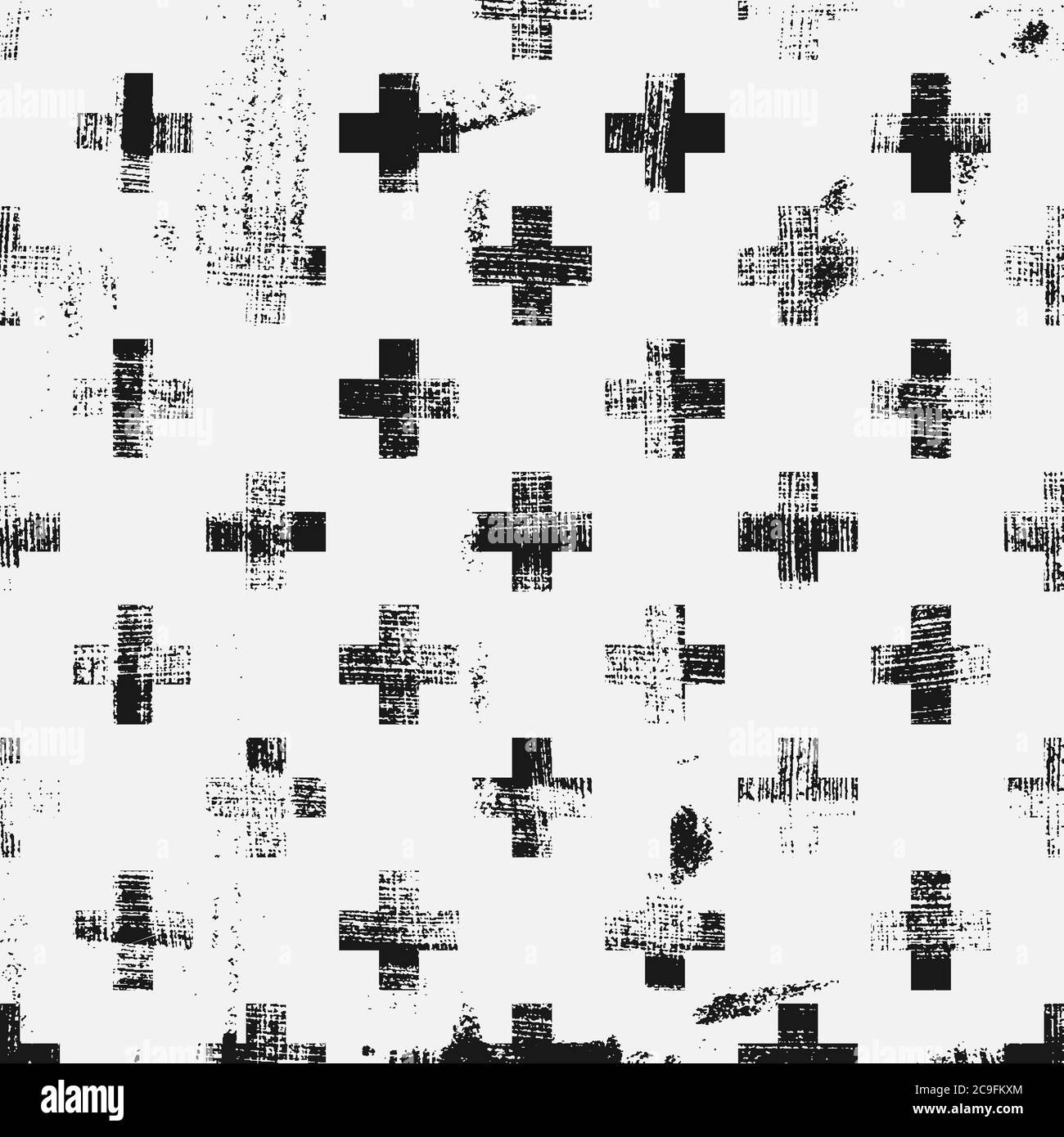 Textured abstract pattern with elements of cross. Square black and ...