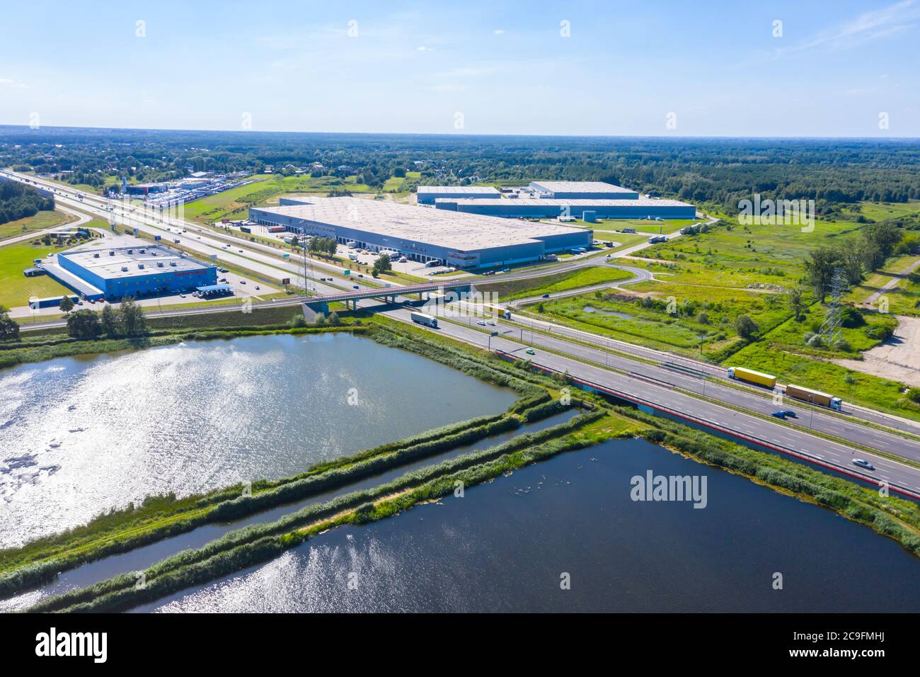 Aerial shot truck shipping containers hi-res stock photography and ...