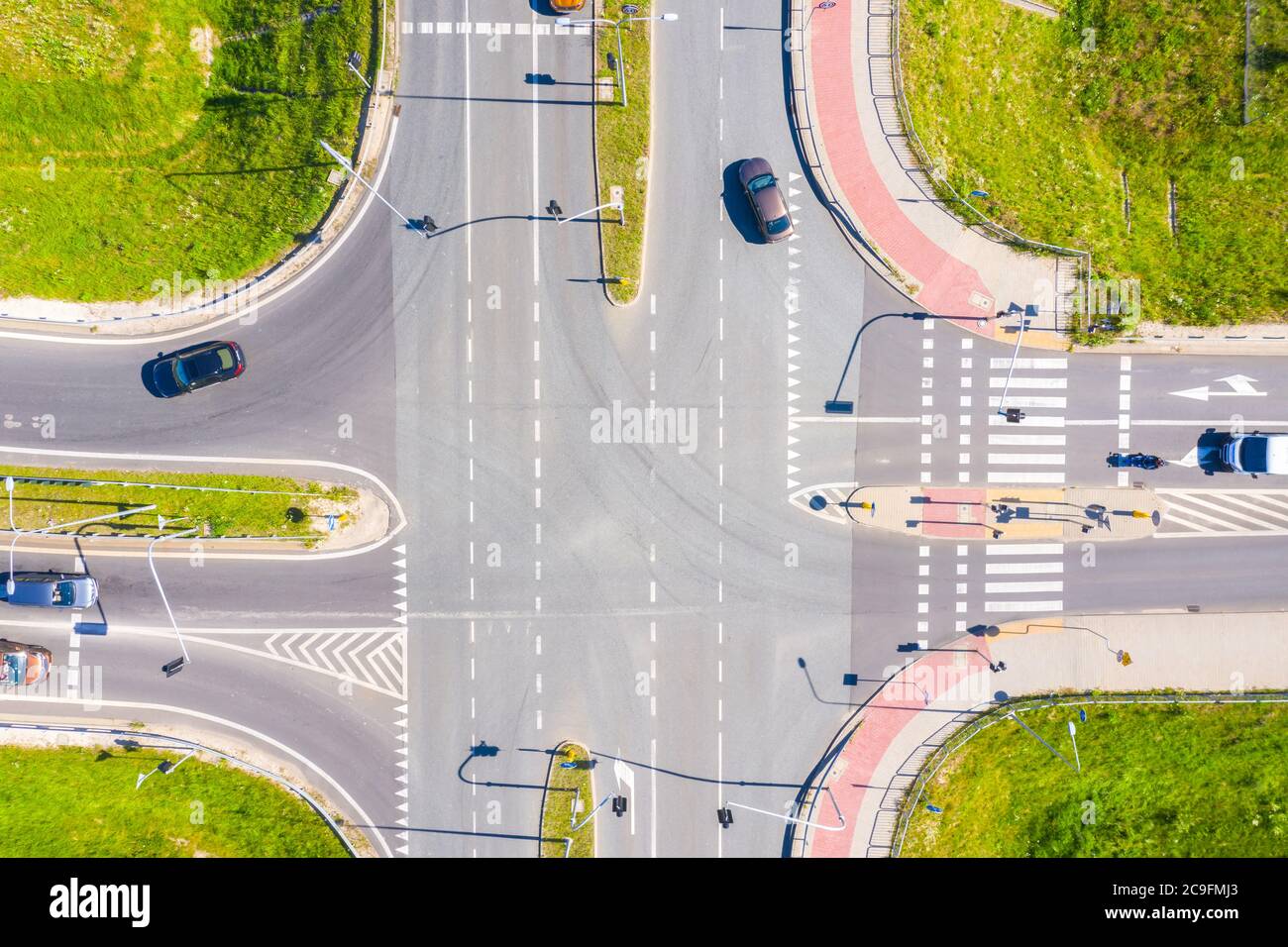 Crossroad aerial view - Interchange aerial photo - Transportation and ...