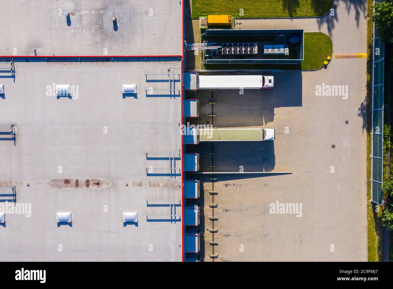 Aerial view of warehouse storages or industrial factory or logistics ...