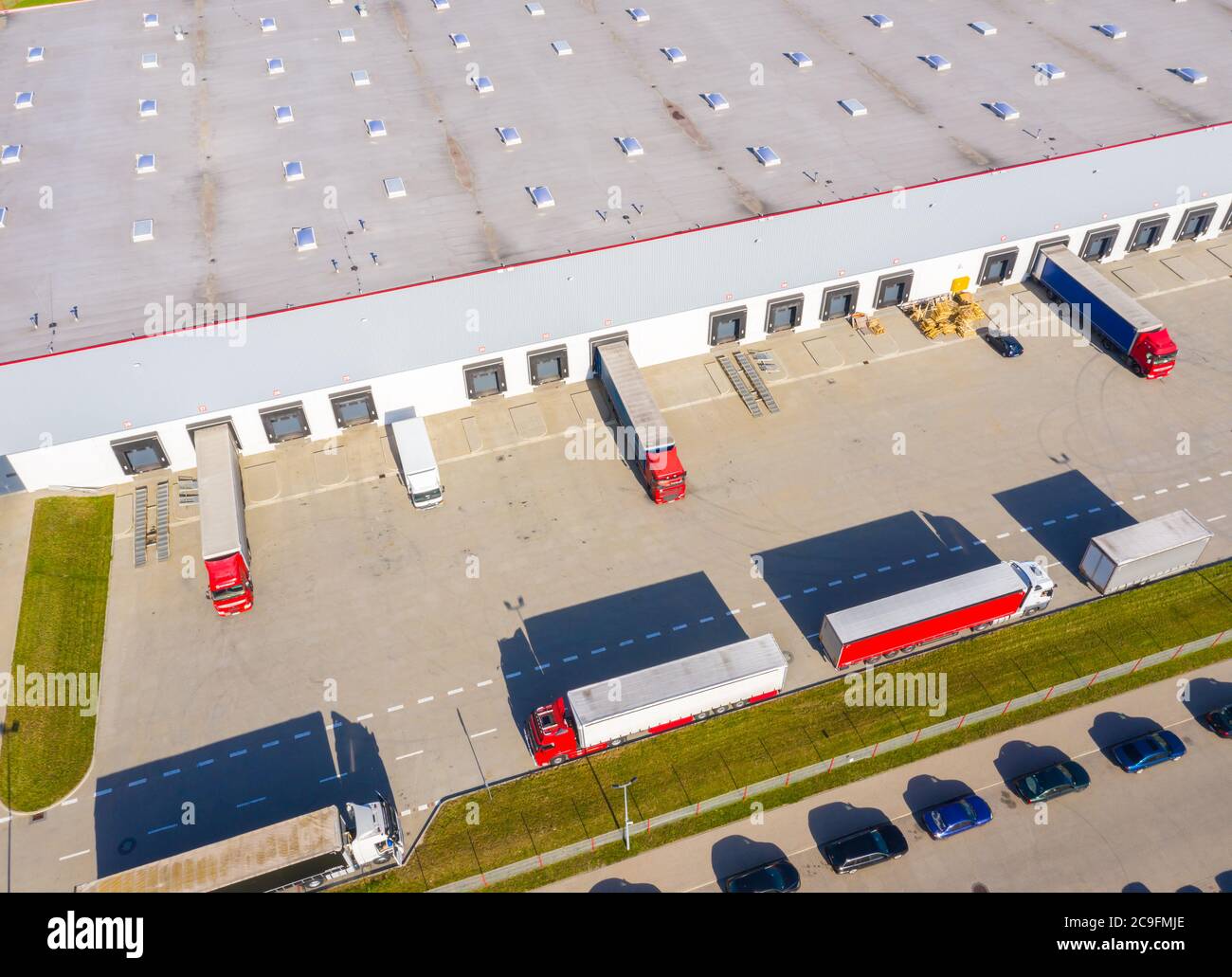 Aerial view of warehouse storages or industrial factory or logistics ...