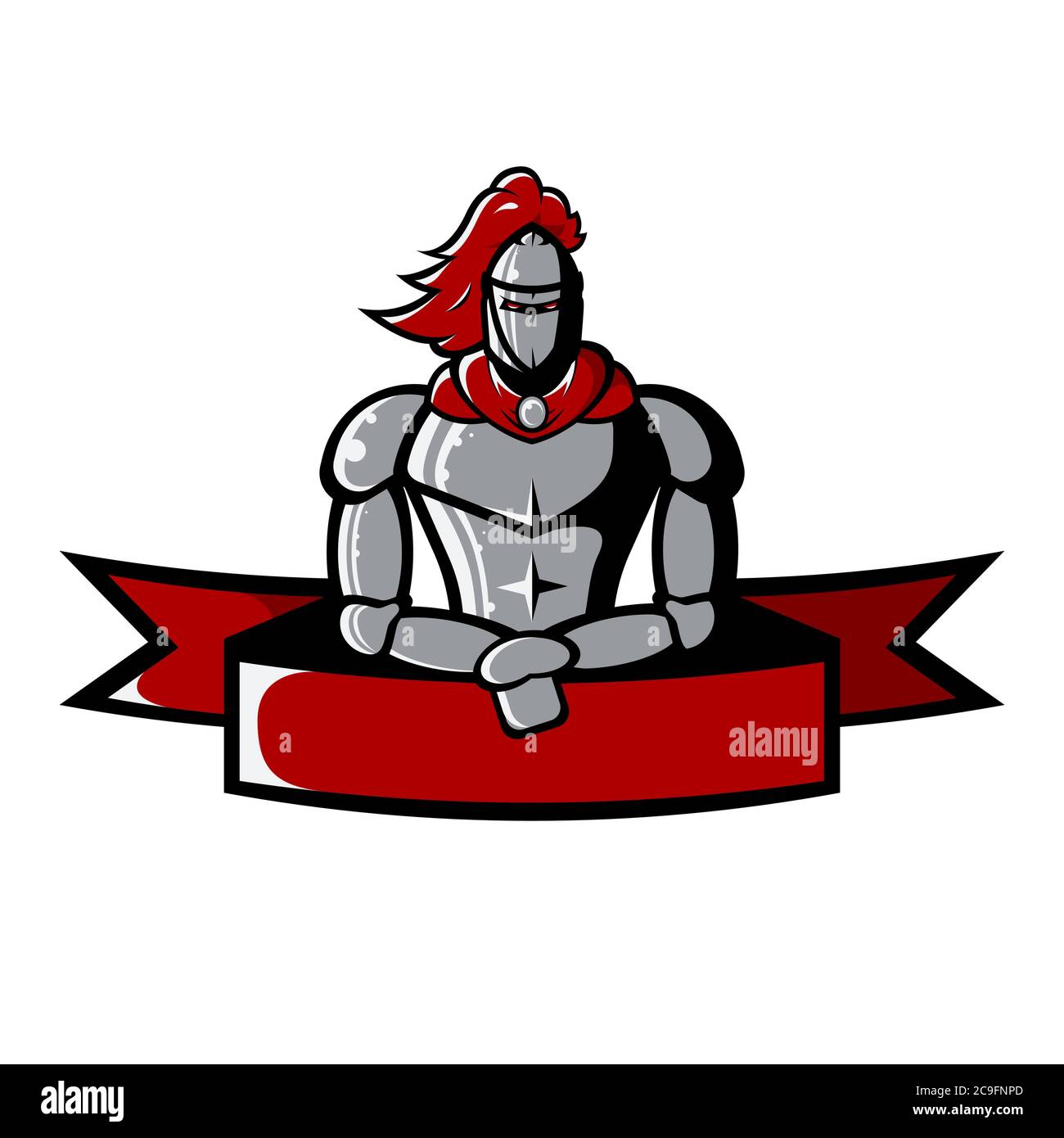 Vector image of iron medieval knight holds ribbon Stock Vector Image ...