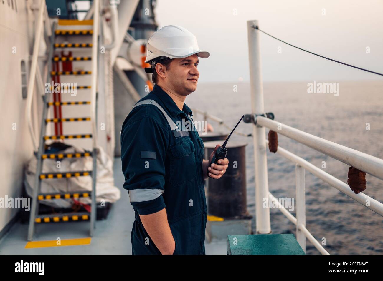 Marine Deck Officer or Chief mate on deck of offshore vessel or ship ...