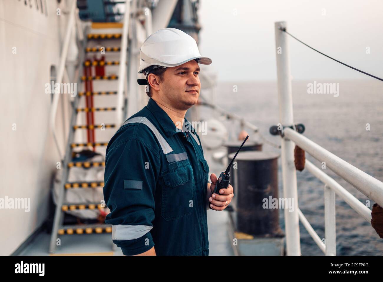Marine Deck Officer or Chief mate on deck of offshore vessel or ship ...