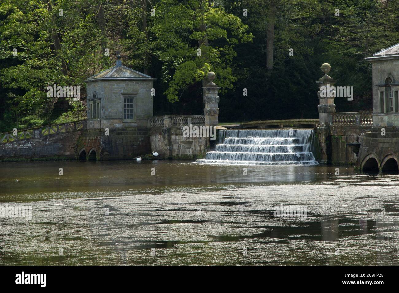 Fishing Tabernacles and waterfall, Studley Royal Water Gardens, Ripon ...