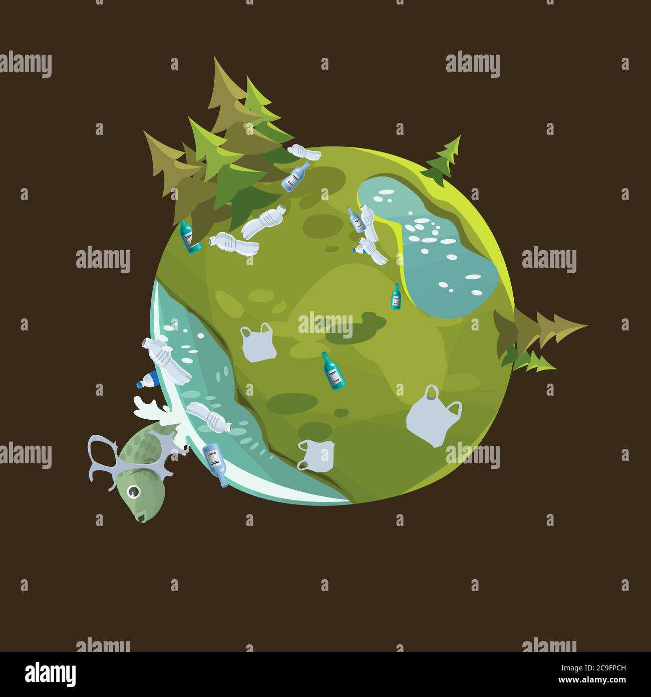 Illustration pollution garbage nature Stock Vector Images - Alamy