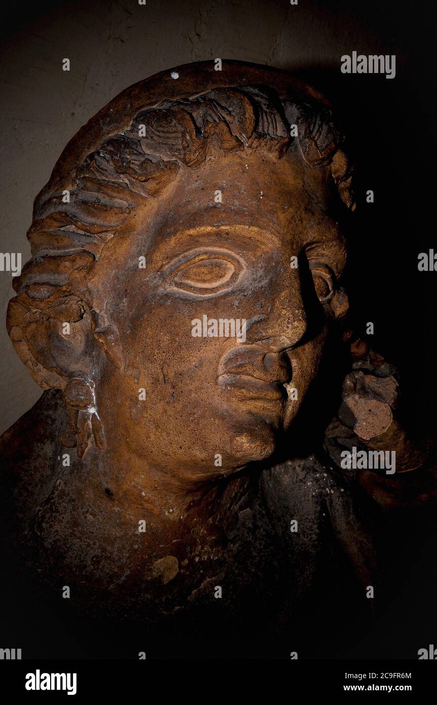 Face of Etruscan man interred more than 2,000 years ago. Stone ...