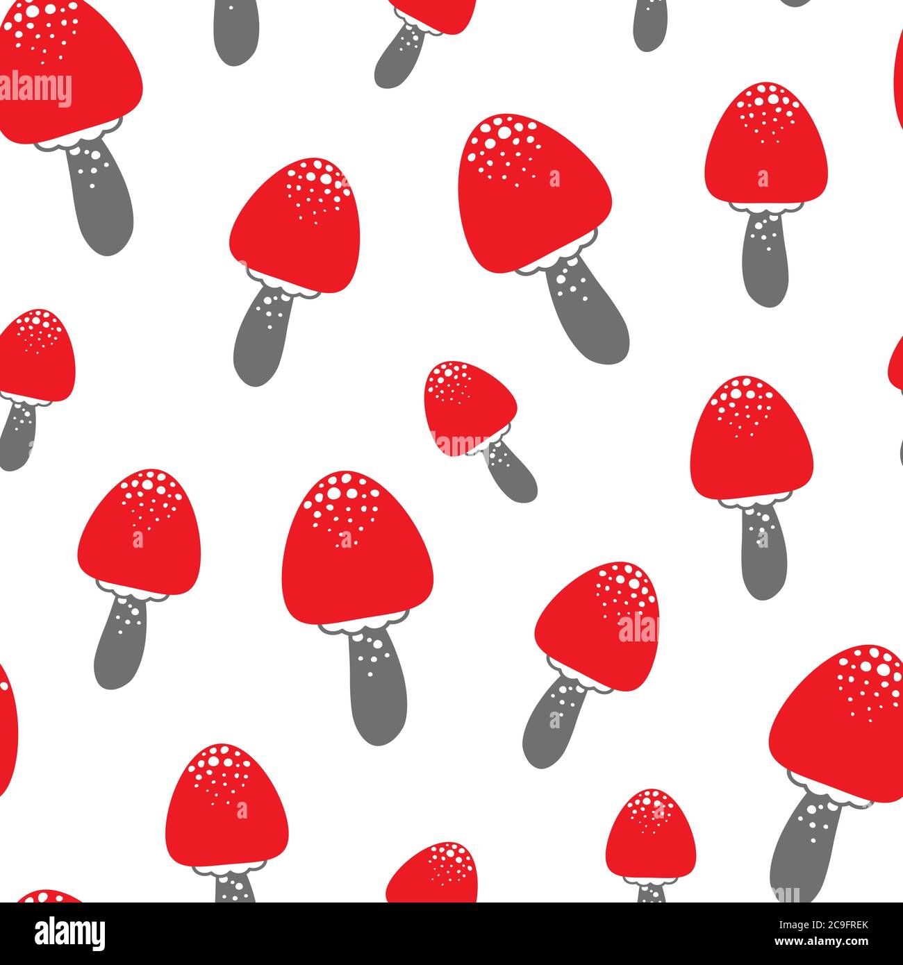 Seamless pattern with red mushrooms silhouettes. Black ornament ...