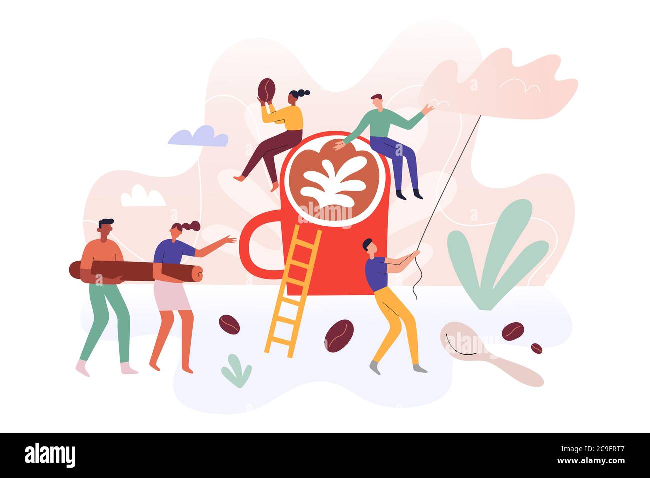 Carrying coffee woman Stock Vector Images - Alamy