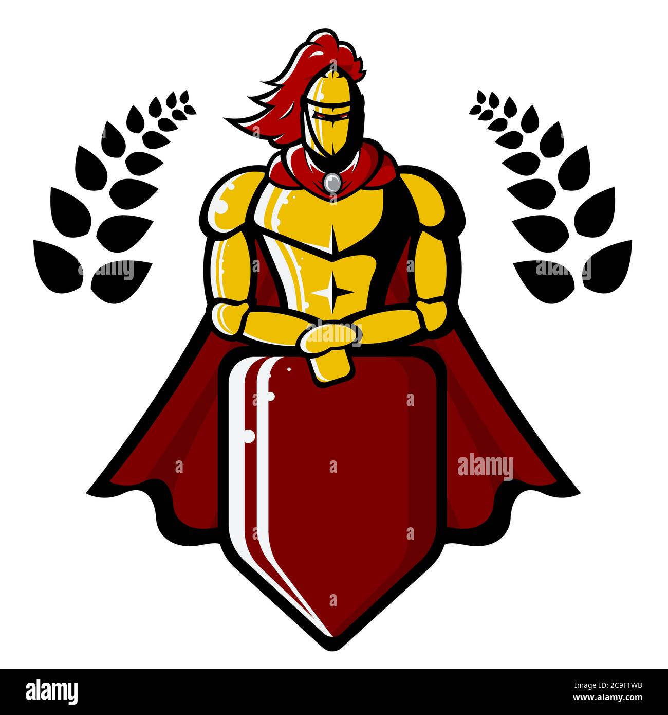 Vector image of medieval knight holds shield Stock Vector Image & Art ...