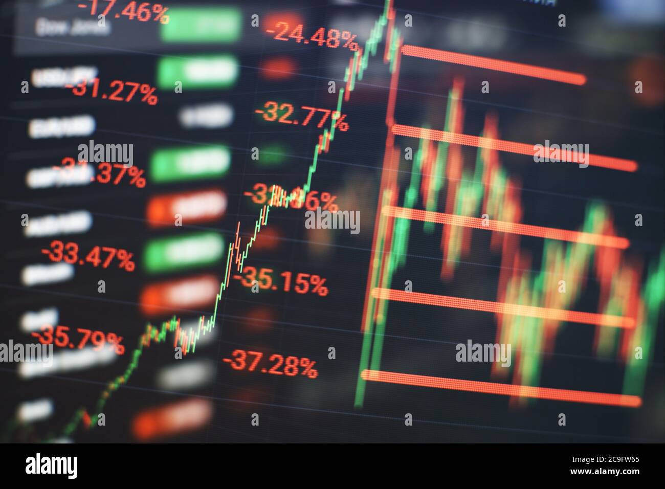 Economic graph with diagrams on the stock market, for business and ...