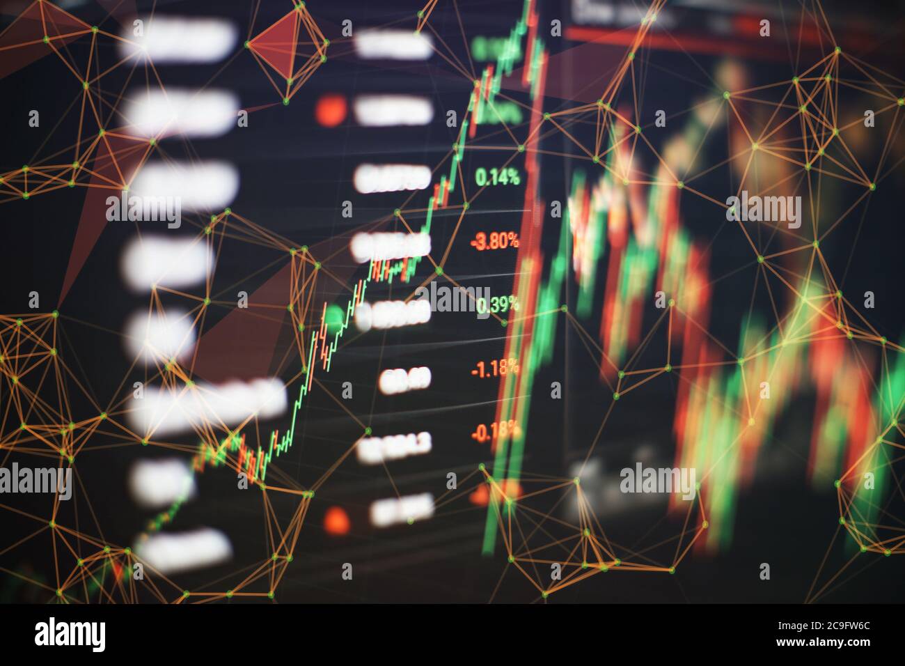 Economic graph with diagrams on the stock market, for business and ...