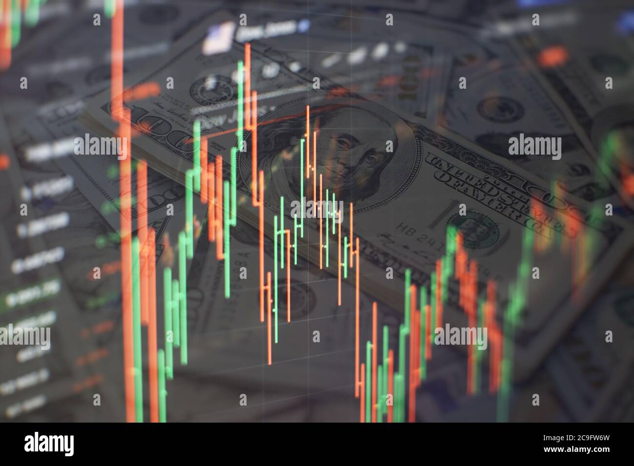 Economic graph with diagrams on the stock market, for business and ...