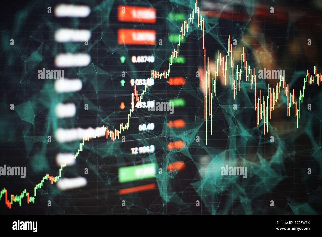 Economic graph with diagrams on the stock market, for business and ...