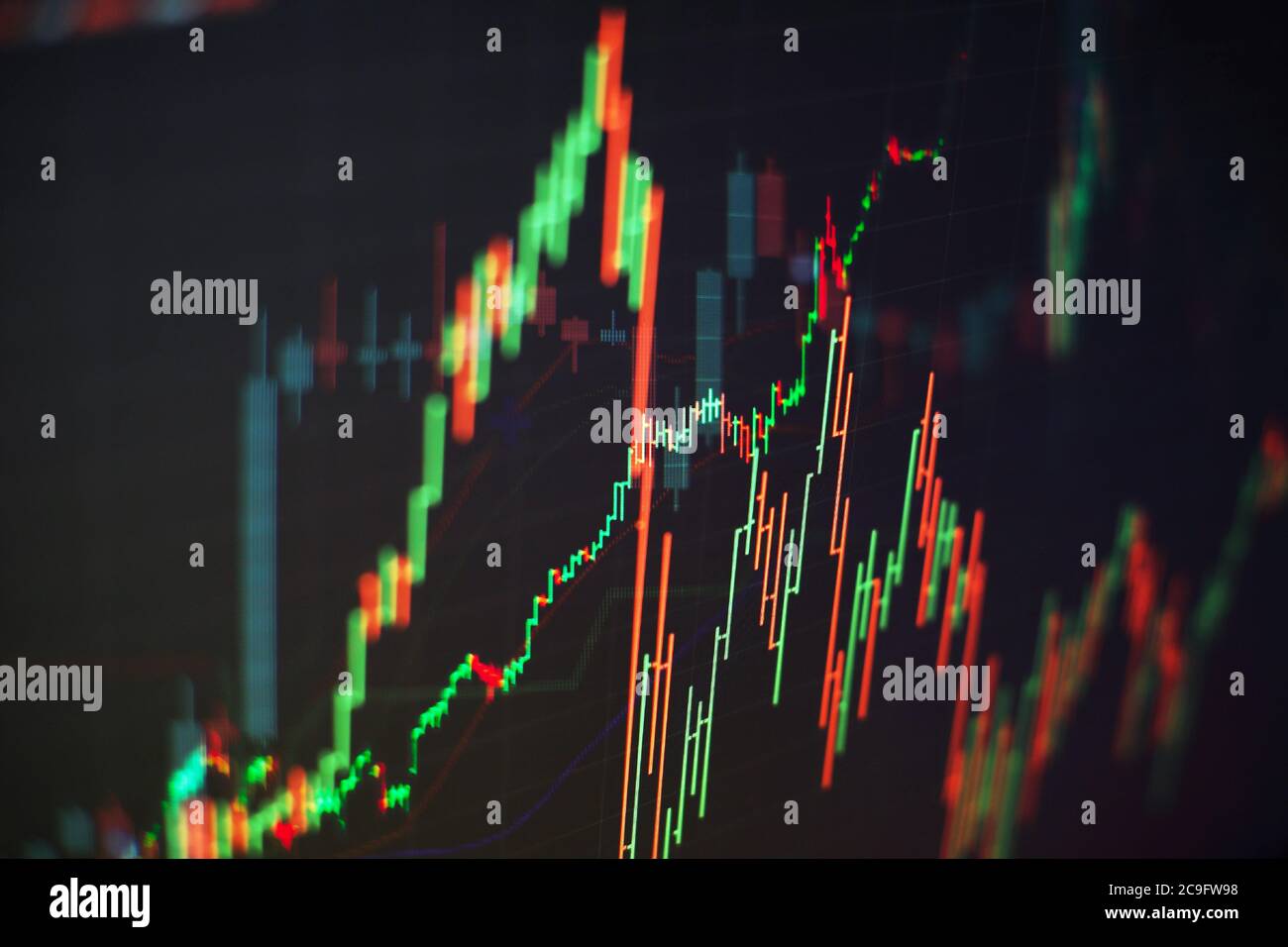Business graph. Bullish Bearish trend. Candlestick chart uptrend ...