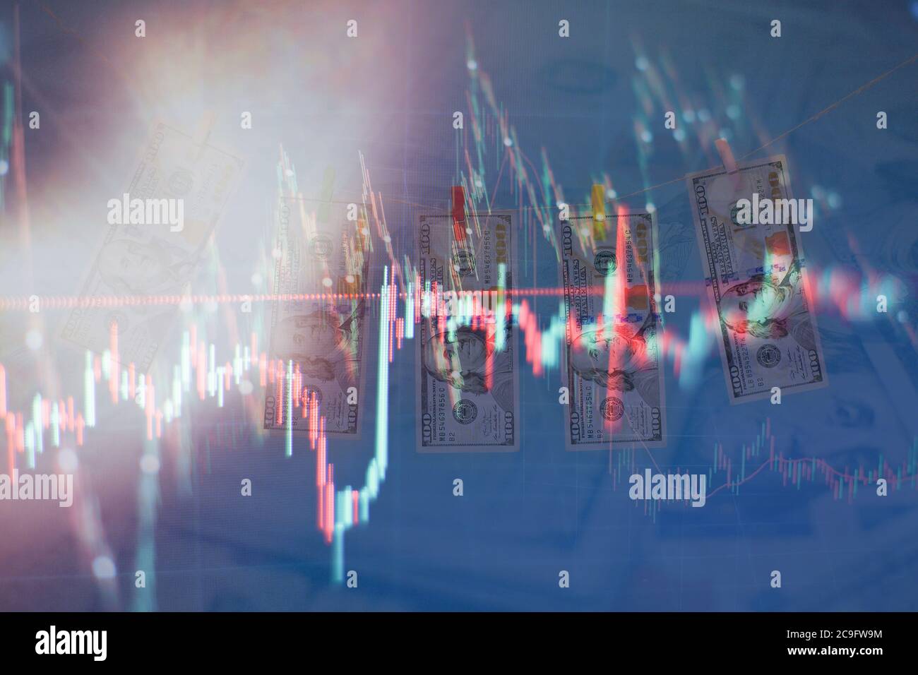 Graph chart with indicator showing bullish point or bearish point, up ...