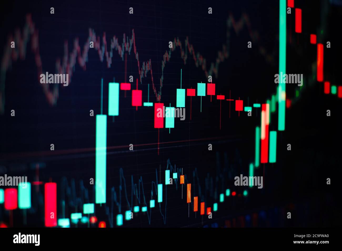 The Forex graph chart on the digital screen. Working set for analyzing ...