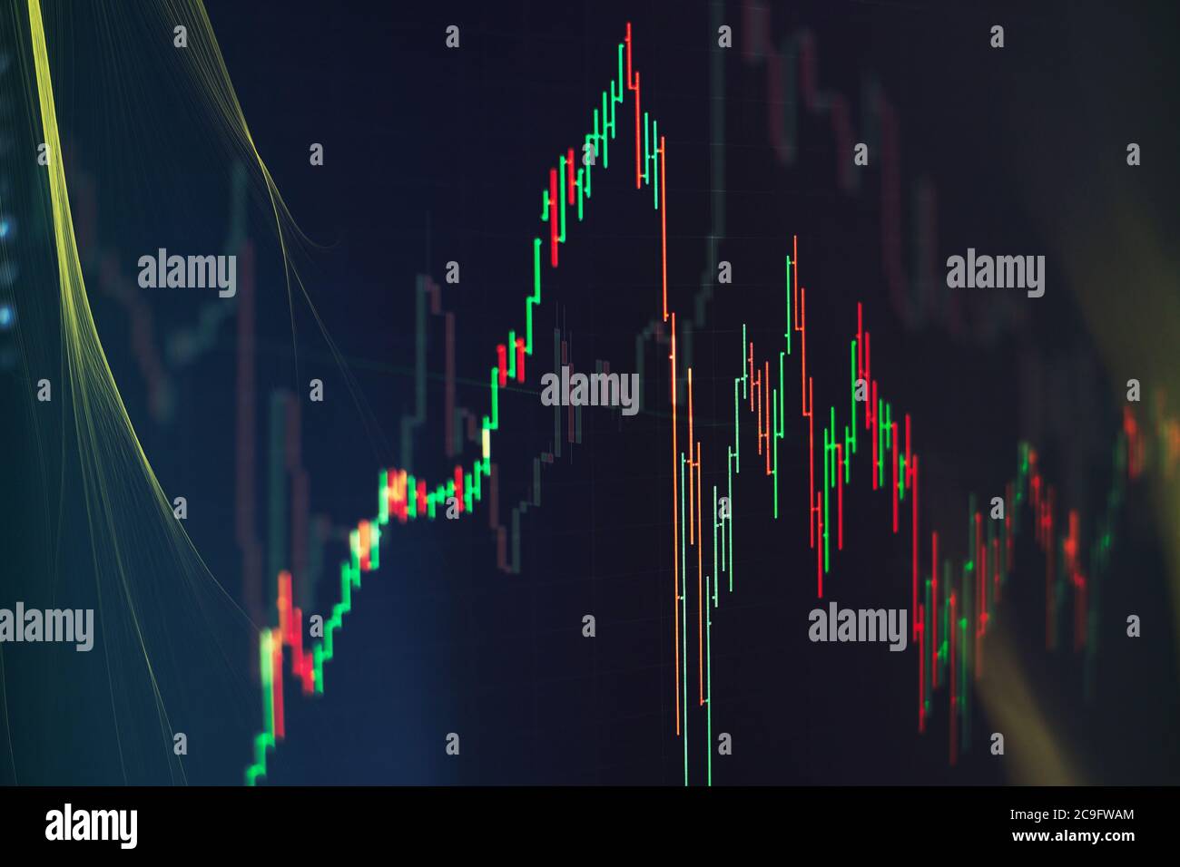 The Forex graph chart on the digital screen. Working set for analyzing ...