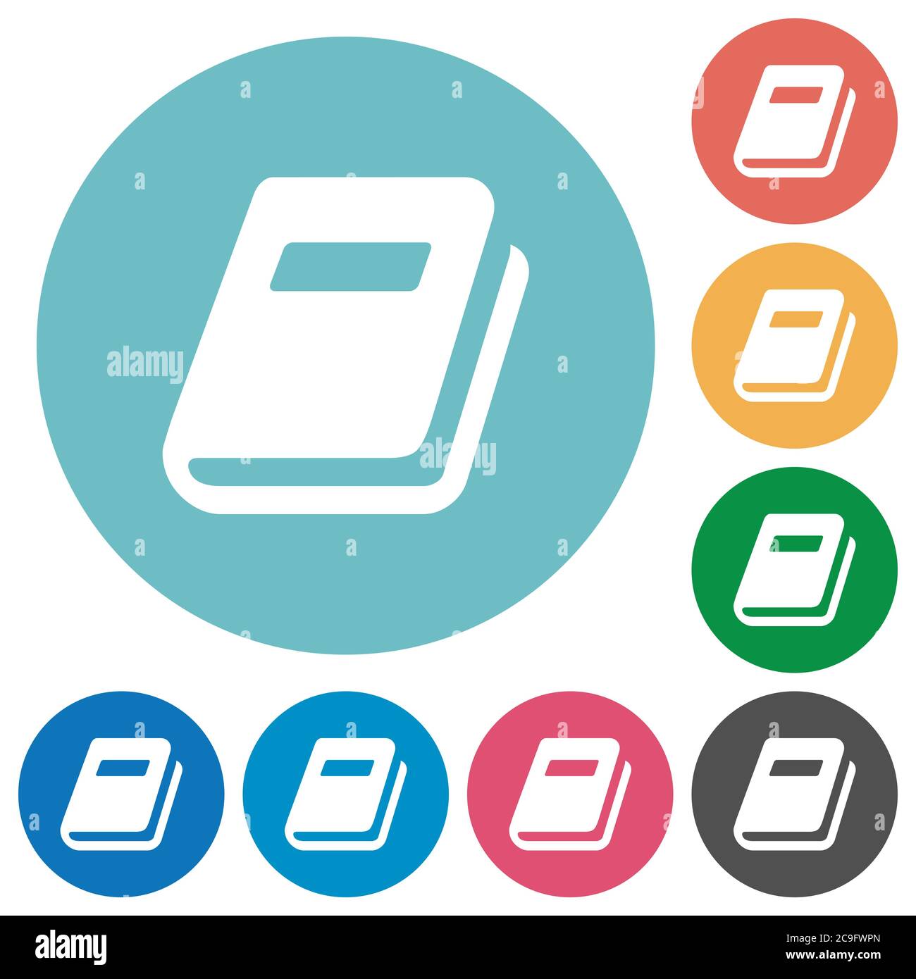 Personal diary flat white icons on round color backgrounds Stock Vector ...