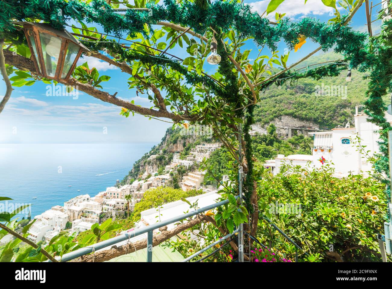 Arbor by the sea in world famous Positano, Amalfi coast. Campania ...