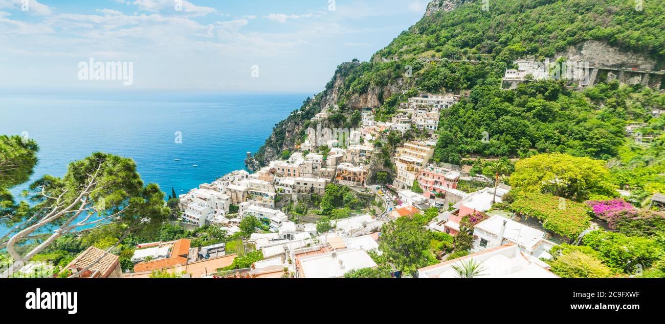 Beautiful landscape of world famous Positano in Amalfi Coast, Italy ...