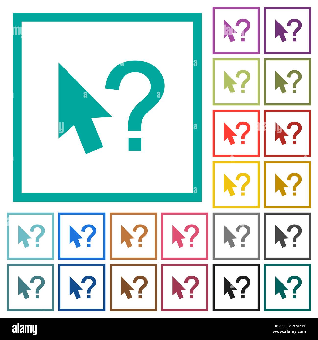 Help cursor flat color icons with quadrant frames on white background ...