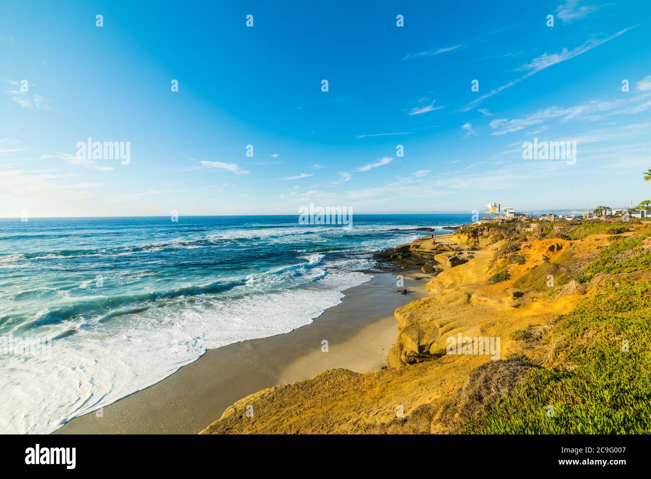 Blue sky over La Jolla beach in San Diego. Southern California, USA ...