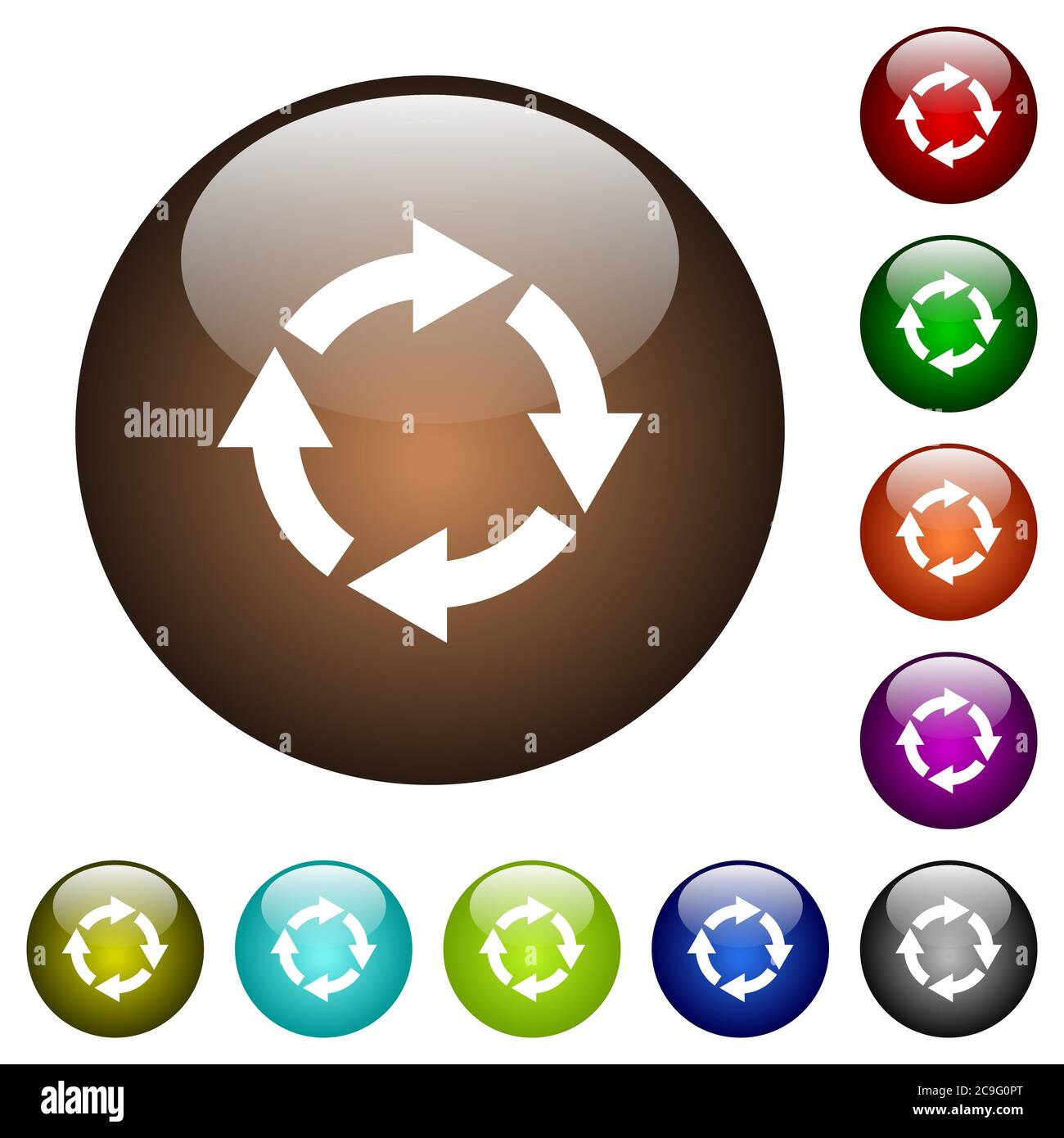 Rotate right white icons on round color glass buttons Stock Vector ...