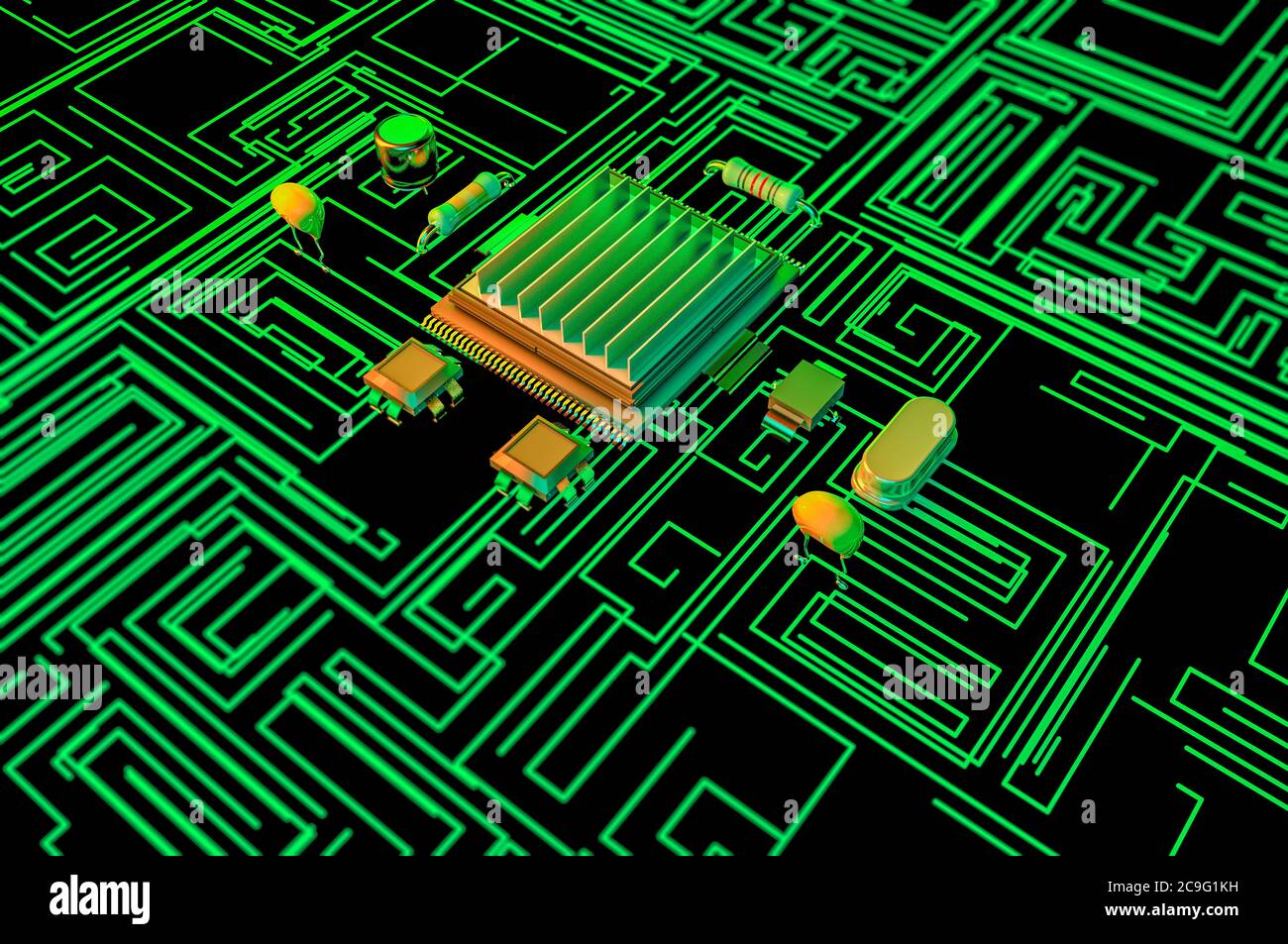 Microchip, power and speed. Presentation of the new microchip. Processor of a computer. Printed ...
