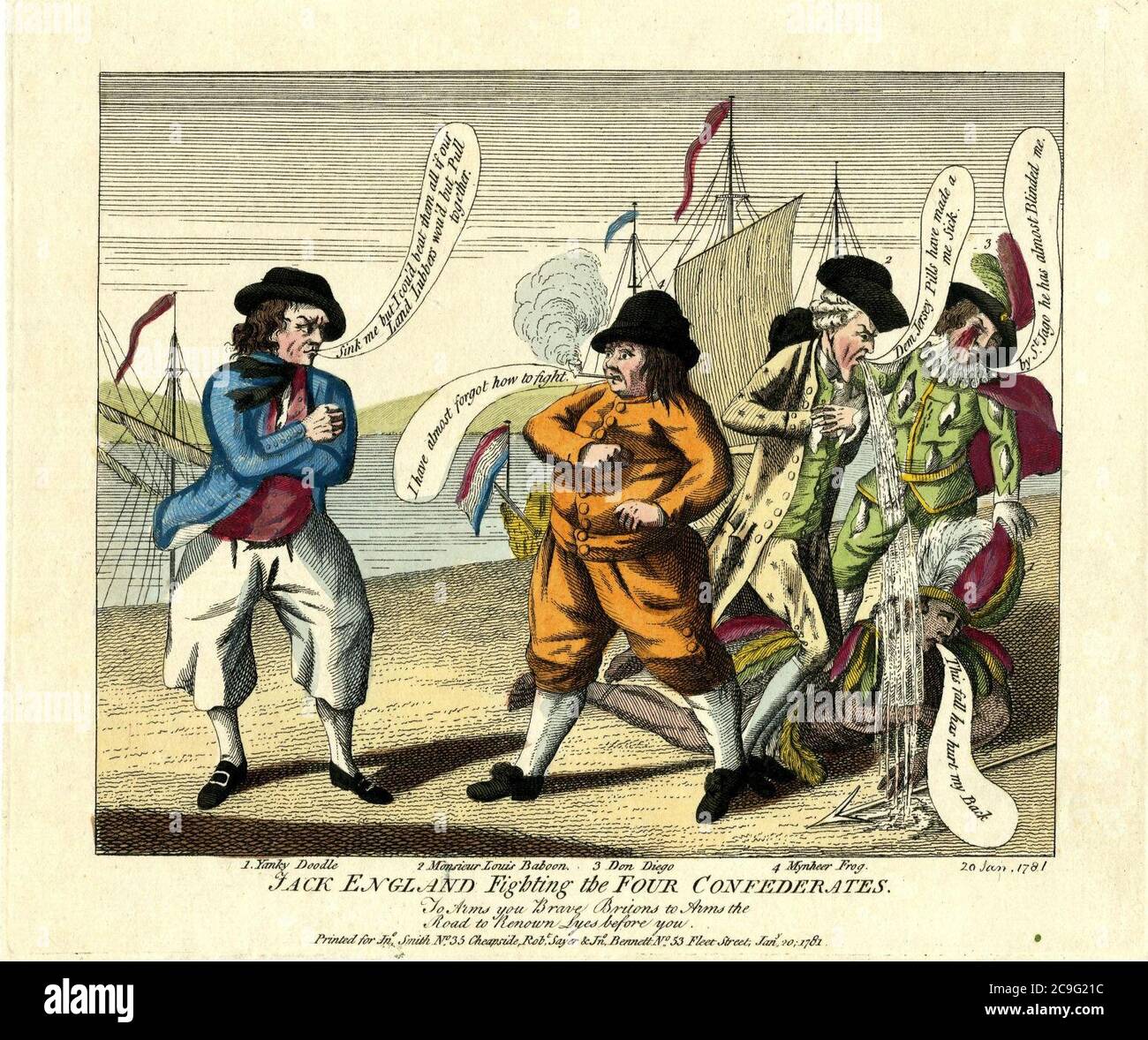 Jack England fighting the four confederates. (BM 1868,0808.4746 1 Stock ...